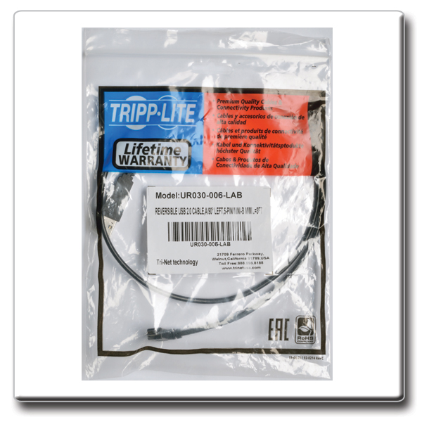 Tripp Lite 6ft USB 2.0 High Speed Cable Reversible A to Left Angle 5Pin ...