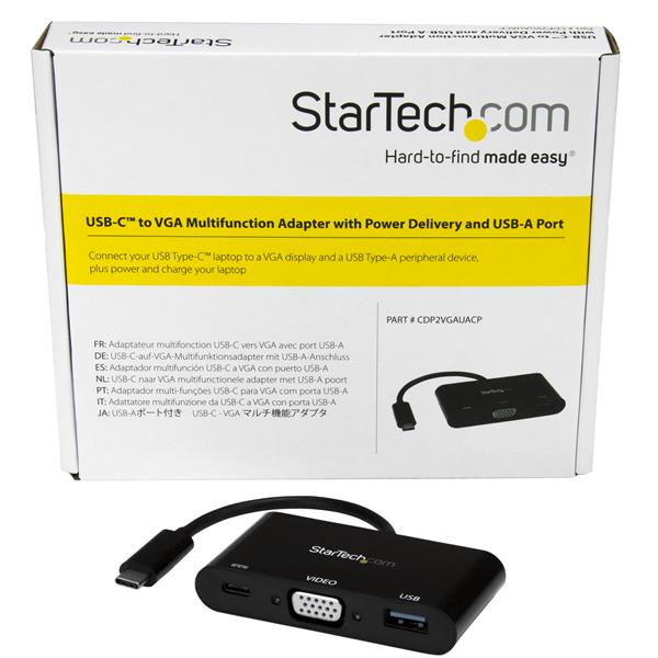 StarTech.com USB C Multiport Adapter - USB-C to VGA - PD, 1x USB 3.0 Type-A
