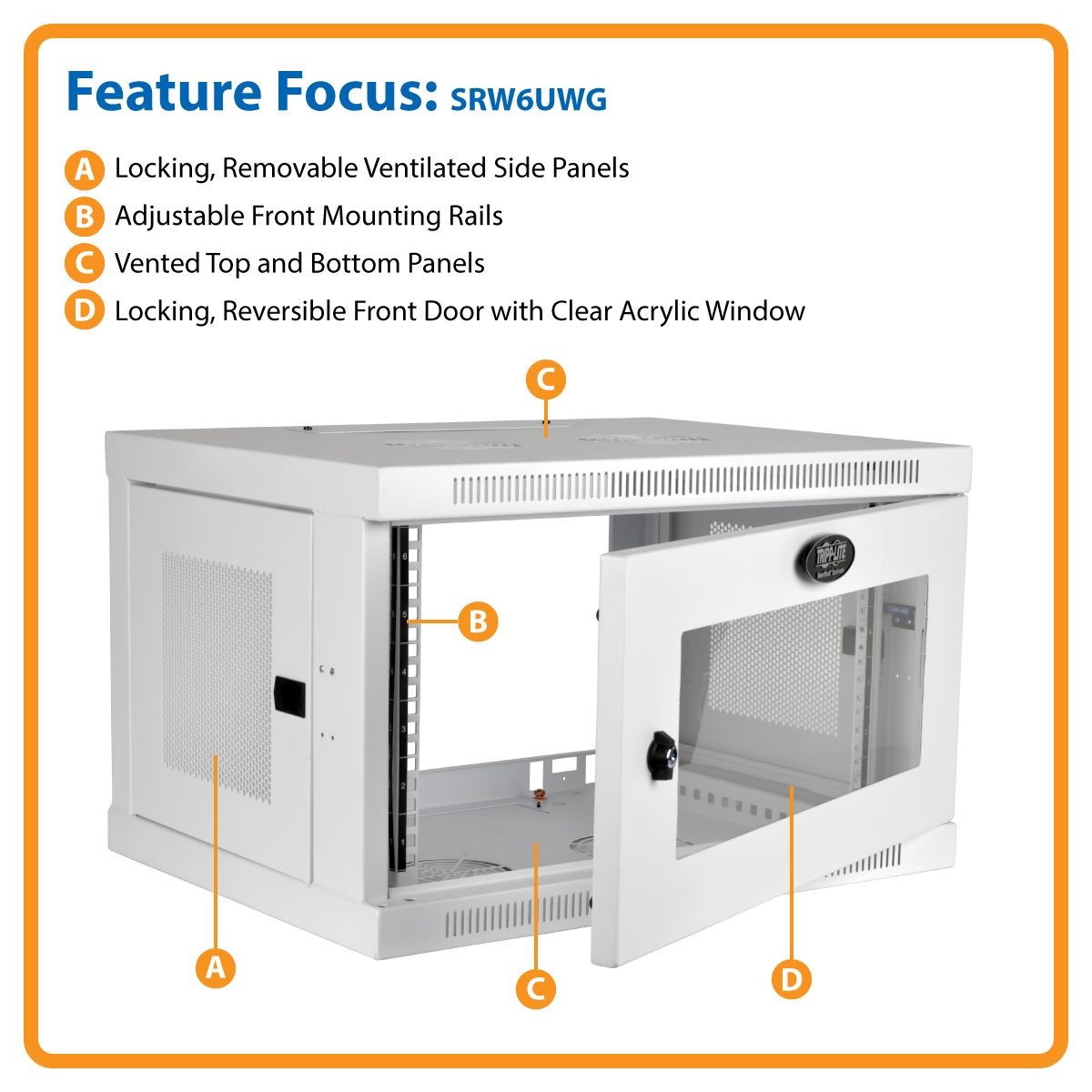 Tripp Lite 6U Wall Mount Rack Enclosure Server Cabinet White w/ Acrylic ...