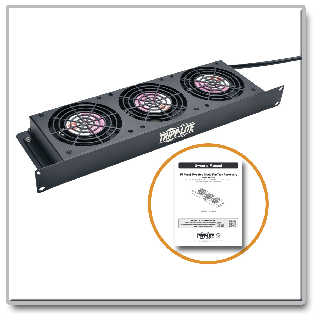 Tripp Lite Rack Enclosure Server Cabinet 1U Cooling Fan Tray 3 120V 210 ...