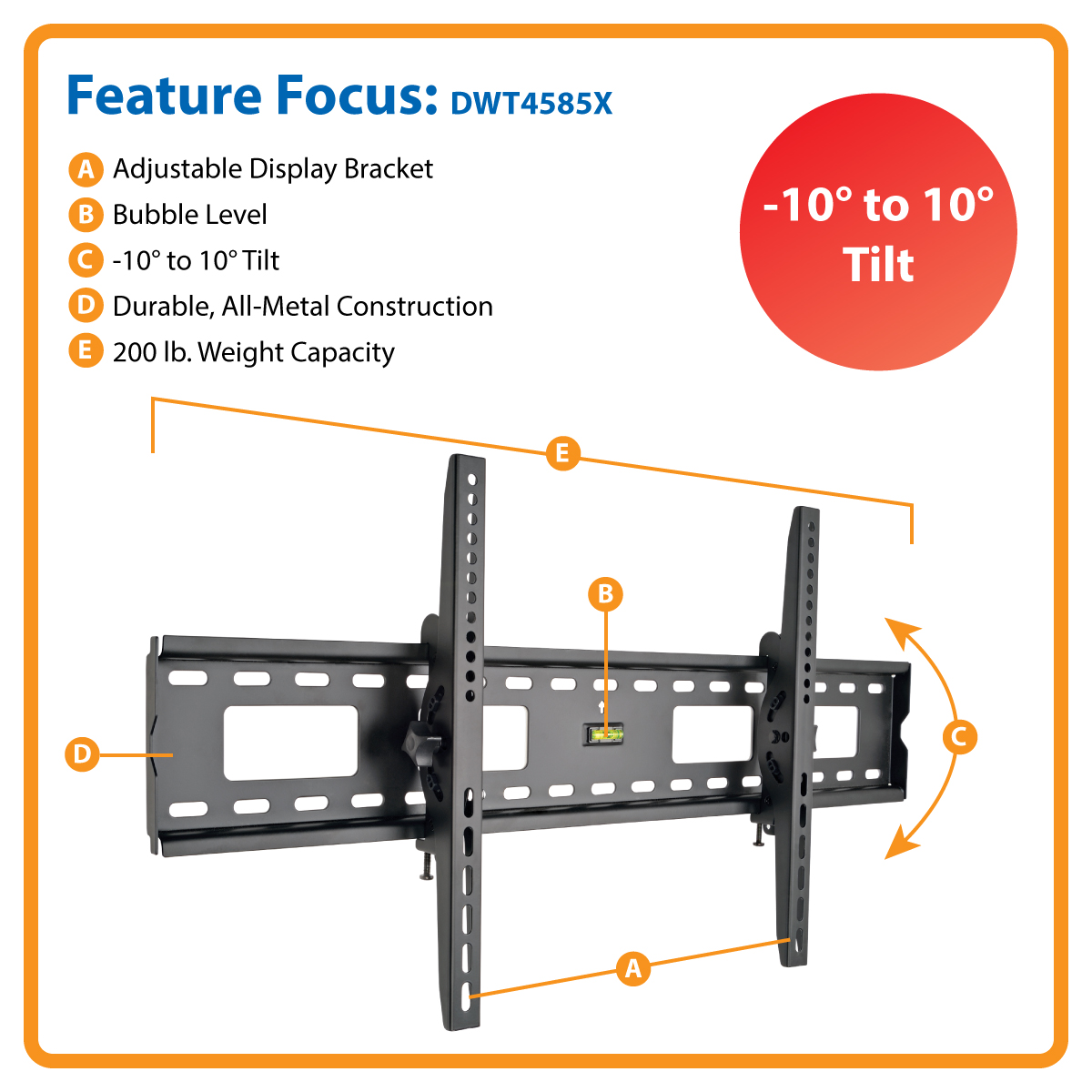 Tripp Lite Display TV LCD Wall Monitor Mount Tilt 45" to 85" TVs / EA ...