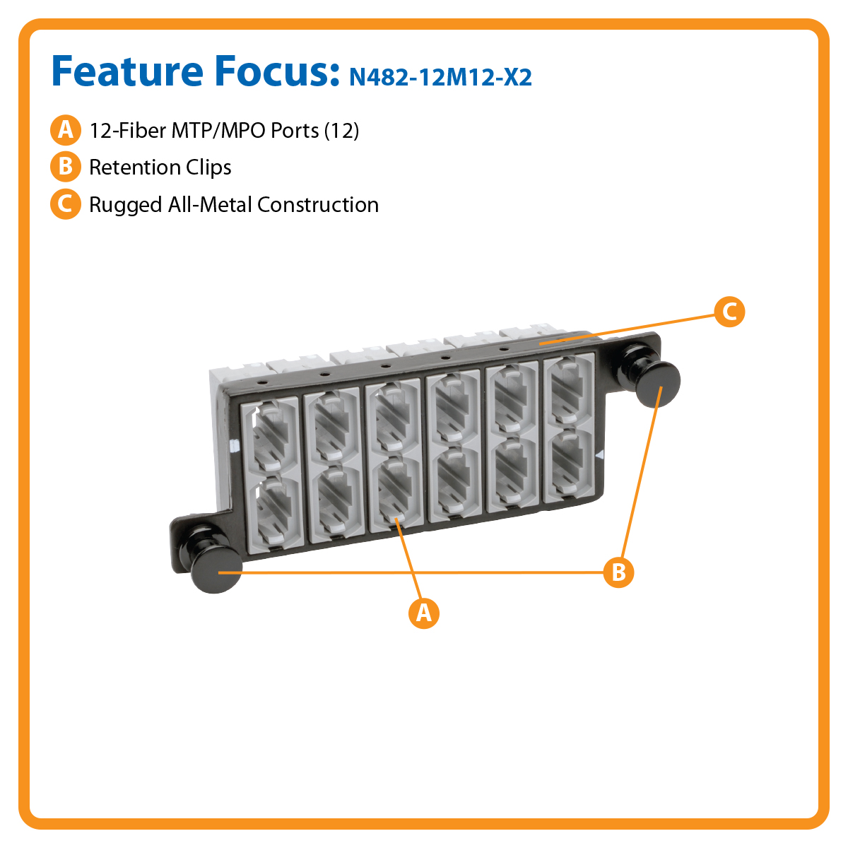 Tripp Lite 12-Fiber Patch Panel MTP/MTO x 12 40Gb Pass Through Cassette ...