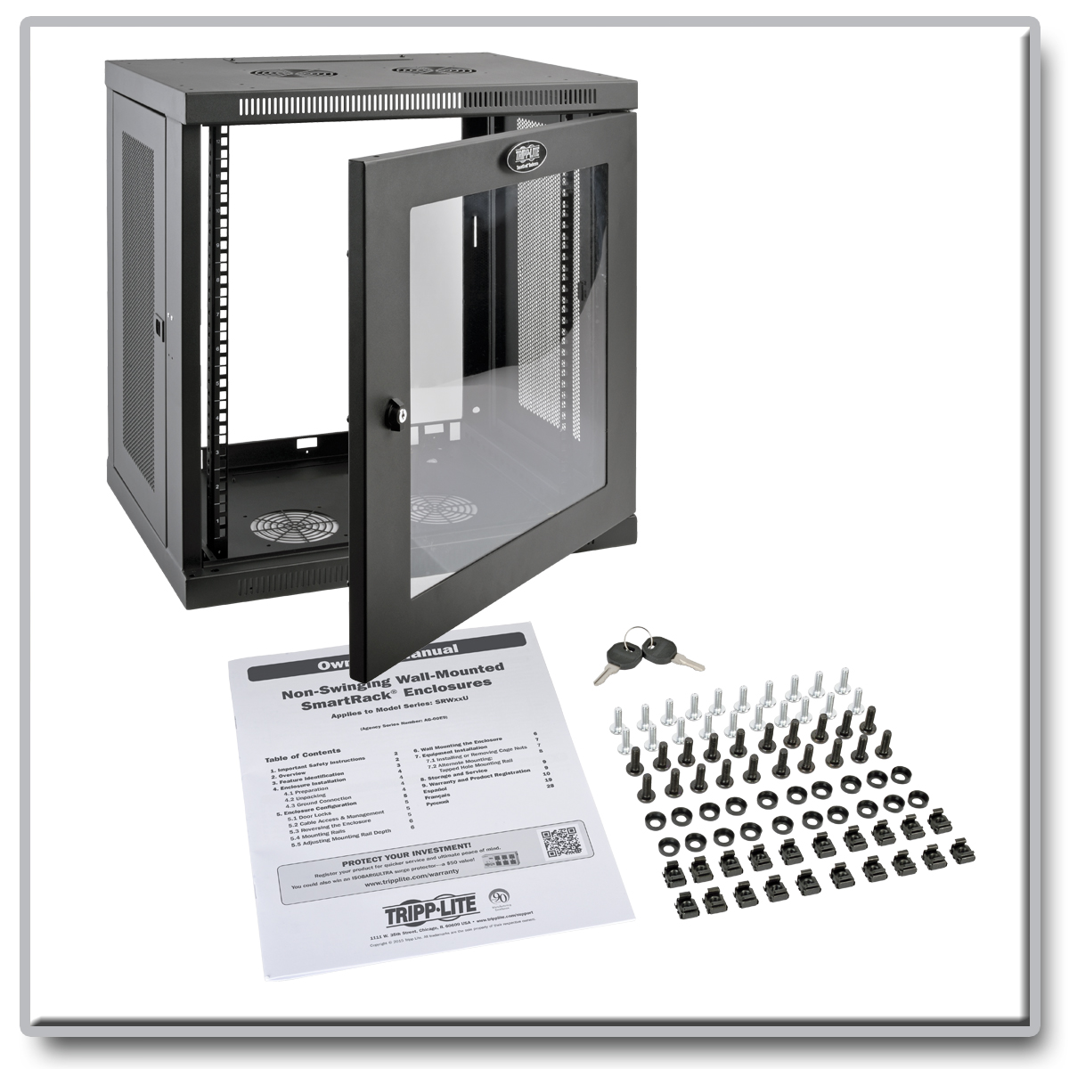 Tripp Lite 12U Wall Mount Rack Enclosure Server Cabinet w/ Glass Front ...