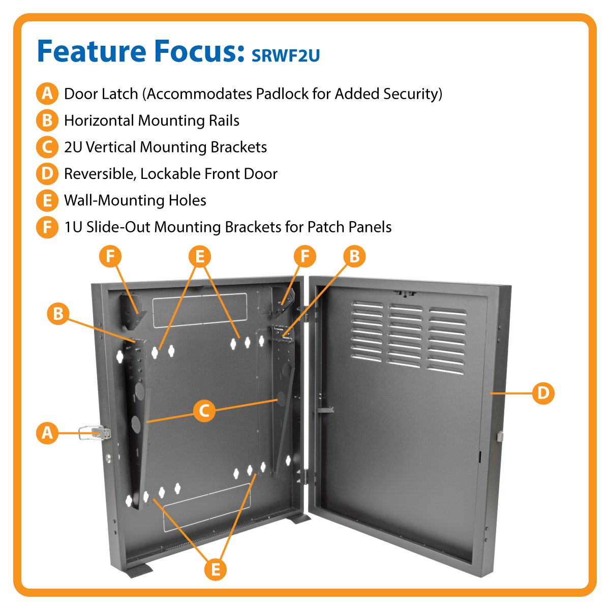 Tripp Lite 2U Wall Mount Low Profile Secure Rack Enclosure Cabinet ...