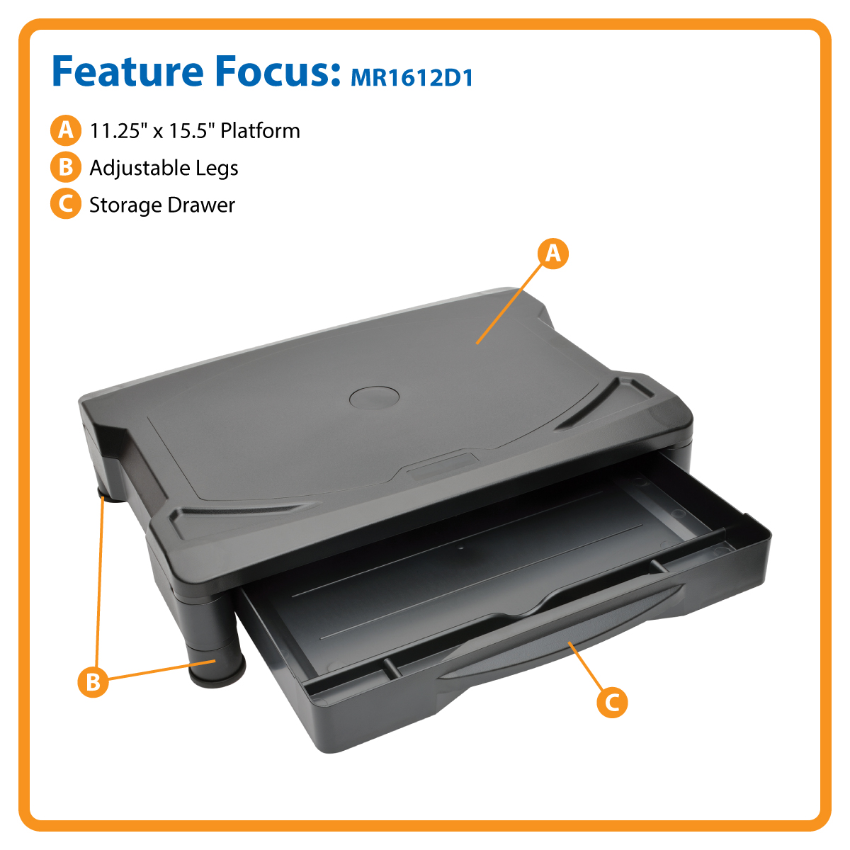 Tripp Lite Monitor Riser Printer Monitor Stand w/ Storage Drawer 4.7In ...