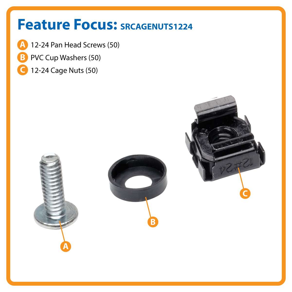 Tripp Lite Rack Enclosure Square Hole Hardware 12-24 Screws & Washers ...