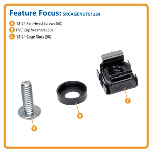 Tripp Lite Rack Enclosure Square Hole Hardware 12-24 Screws & Washers ...