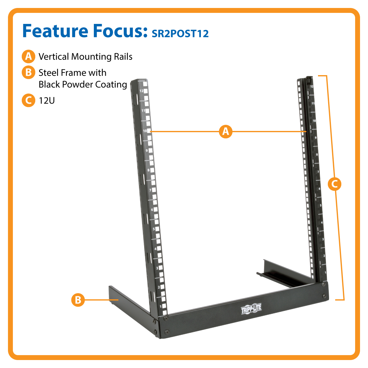 Tripp Lite 12U 2 Post Open Frame Desktop Rack Server Cabinet Free ...