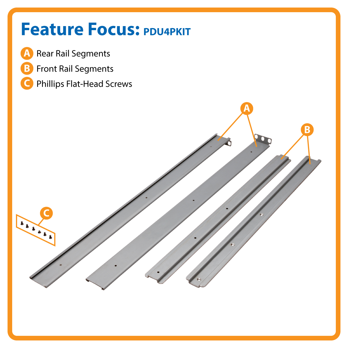 Tripp Lite PDU Rear Support Rail Kit 1U ATS PDUS Mounted 4Post ...