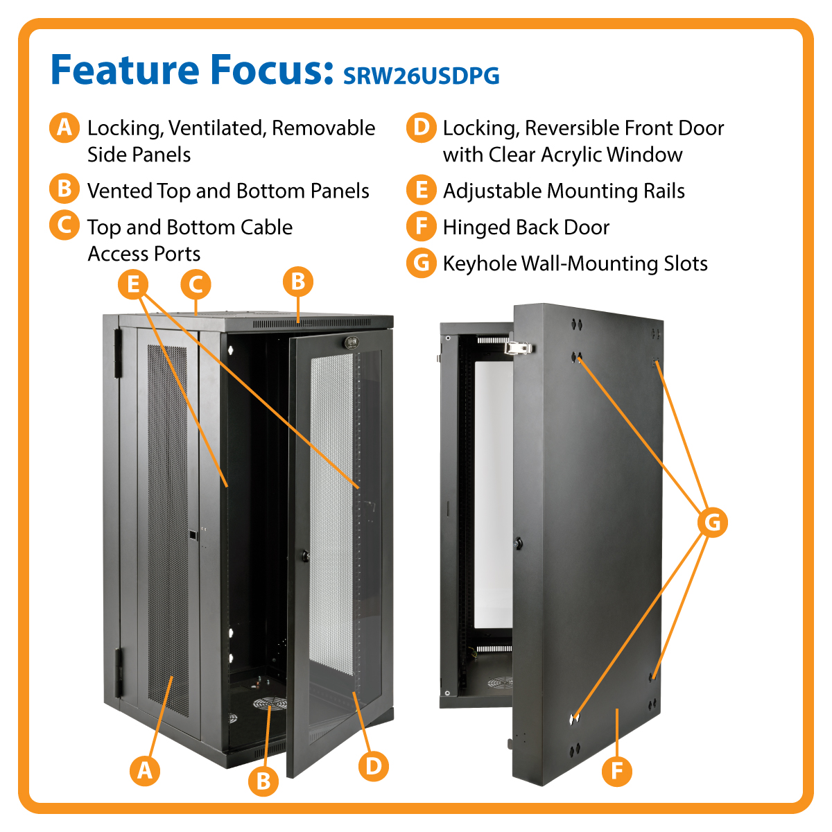 Tripp Lite 26U Wall Mount Rack Enclosure Server Cabinet Deep Acrylic ...