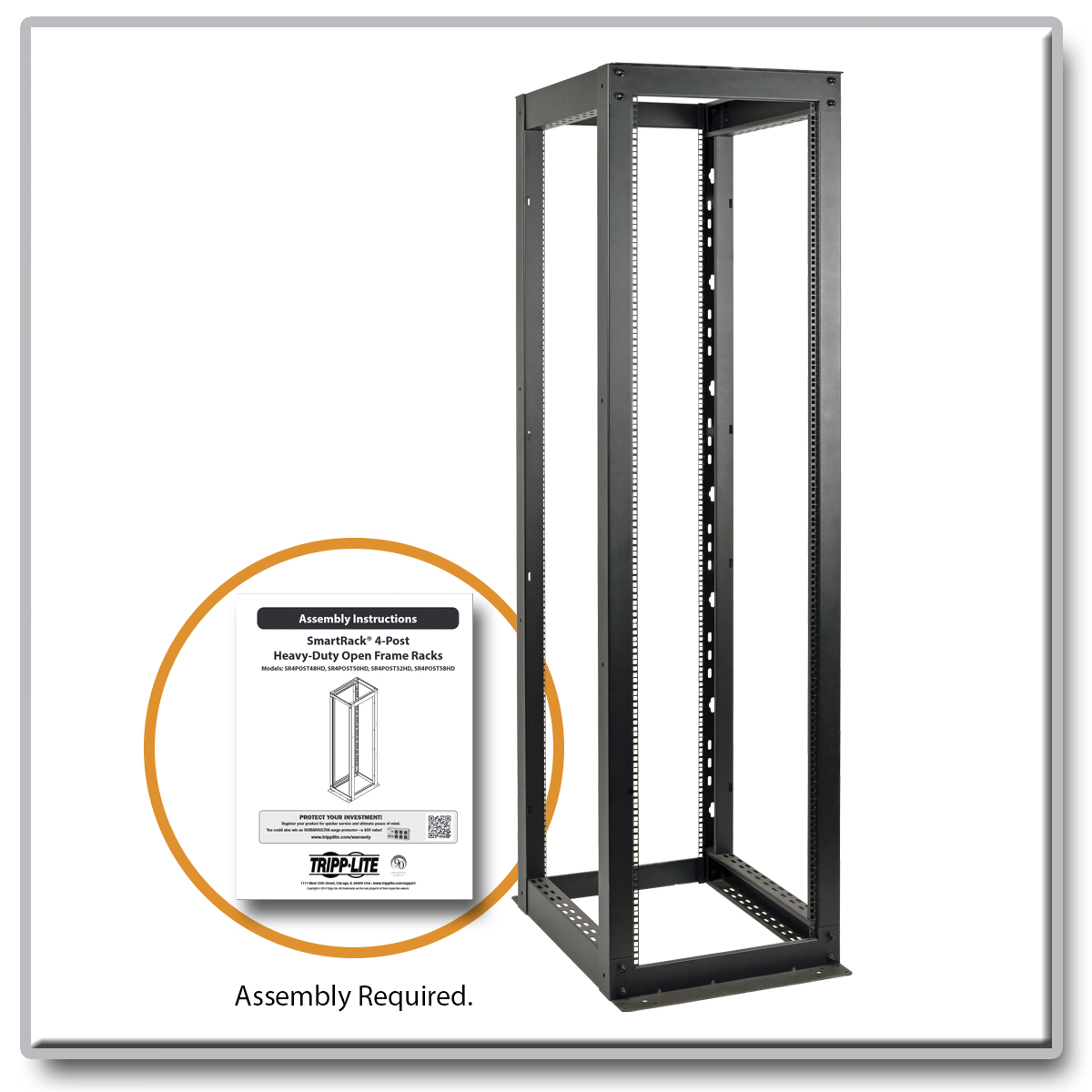 Tripp Lite 48U 4-Post Open Frame Rack Cabinet Heavy Duty 3000lb ...