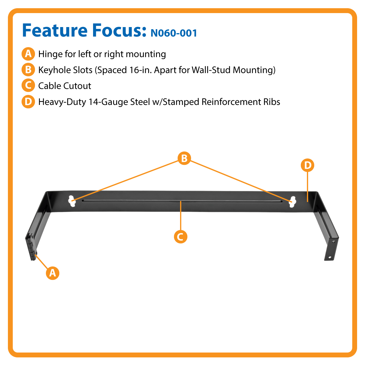 Tripp Lite 1U Hinged Wallmount Patch Panel Mounting Bracket - patch ...