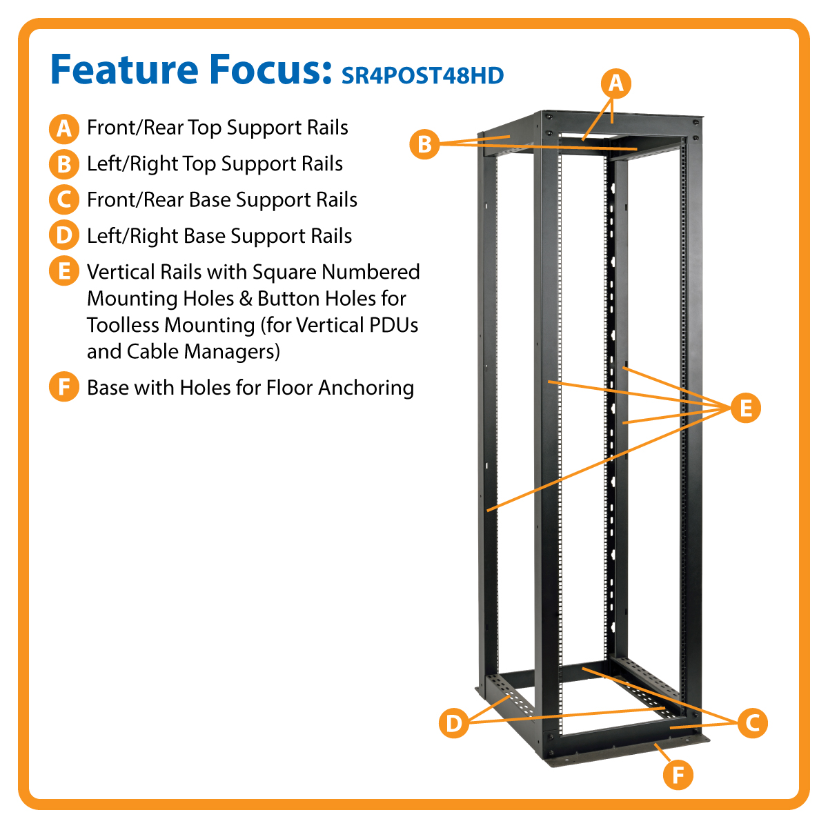 Tripp Lite 48U 4-Post Open Frame Rack Cabinet Heavy Duty 3000lb ...