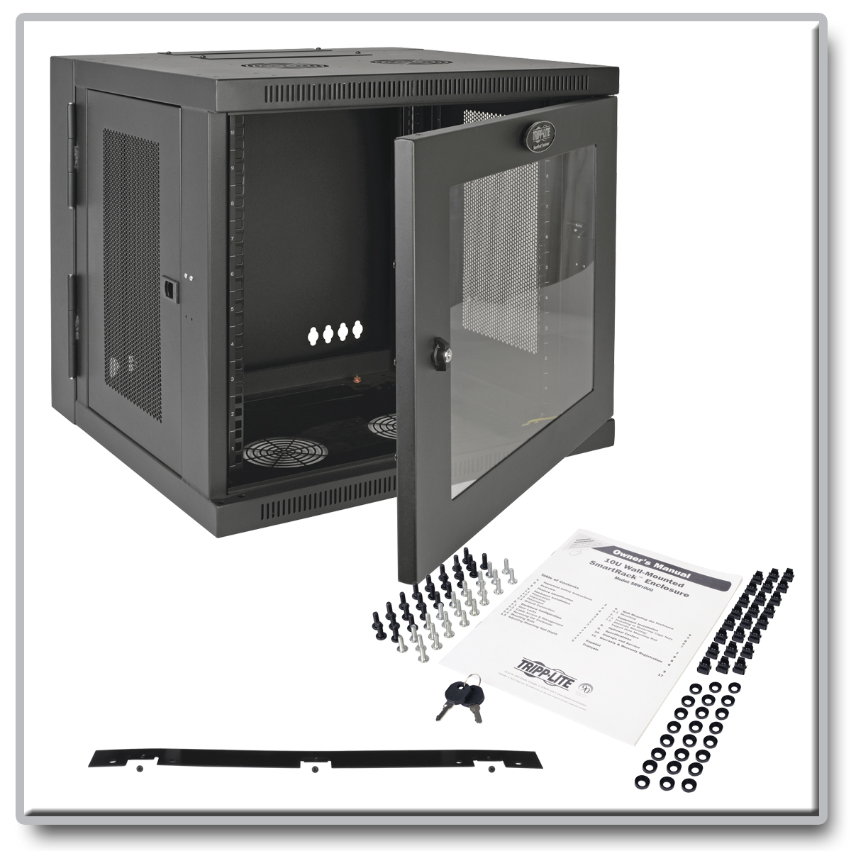 Tripp Lite 10U Wall Mount Rack Enclosure Server Cabinet w/Swinging Door ...