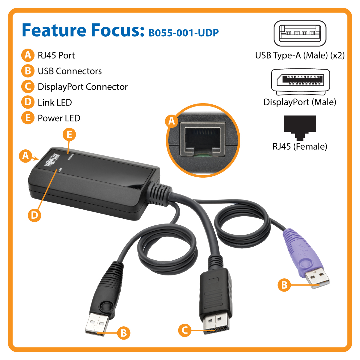 Tripp Lite DisplayPort USB Server Interface w/Virtual Media & CAC B064 ...